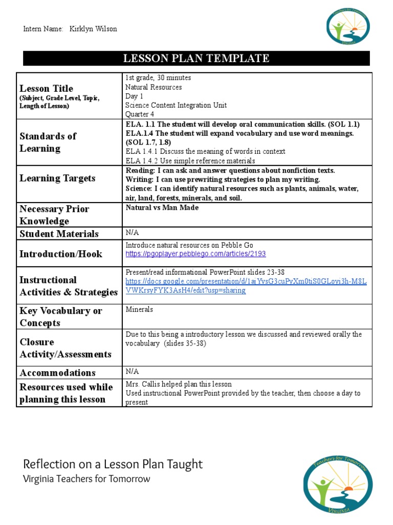 Natural Resources Lesson | PDF | Lesson Plan | Understanding