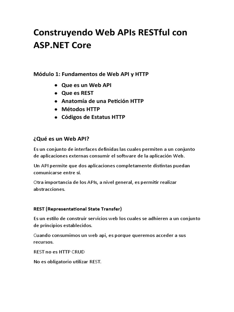 Construyendo Web APIs RESTful Con ASP | PDF Construyendo Web APIs RESTful Con ASP | PDF