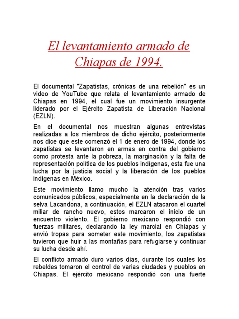 Documental del Levantamiento Zapatista 1994 | PDF | Ciencias sociales