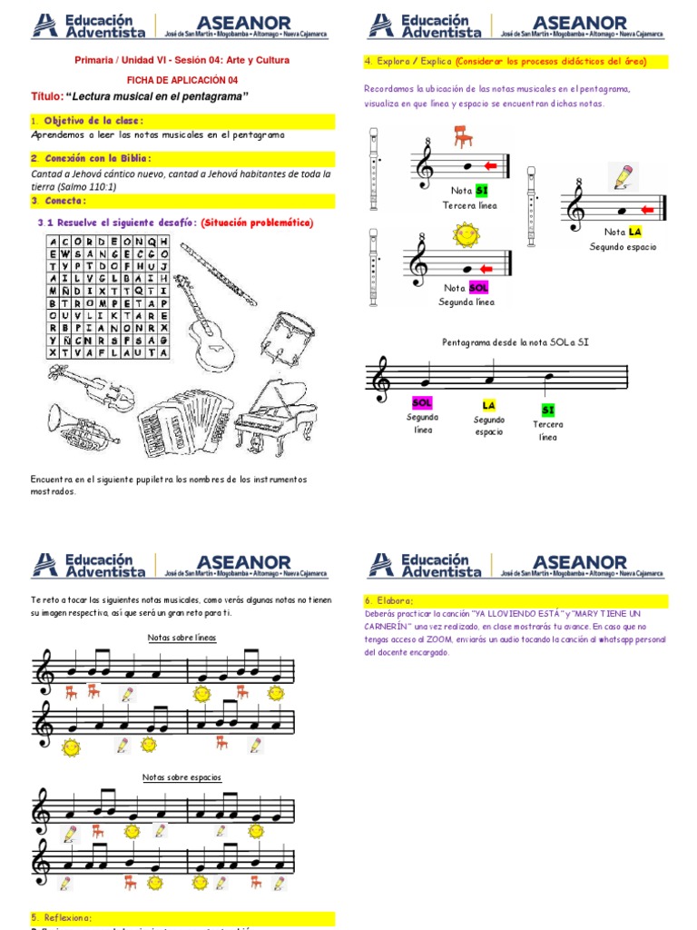 Ficha 04 (Unid 6) 1ro A 2do Prim | PDF