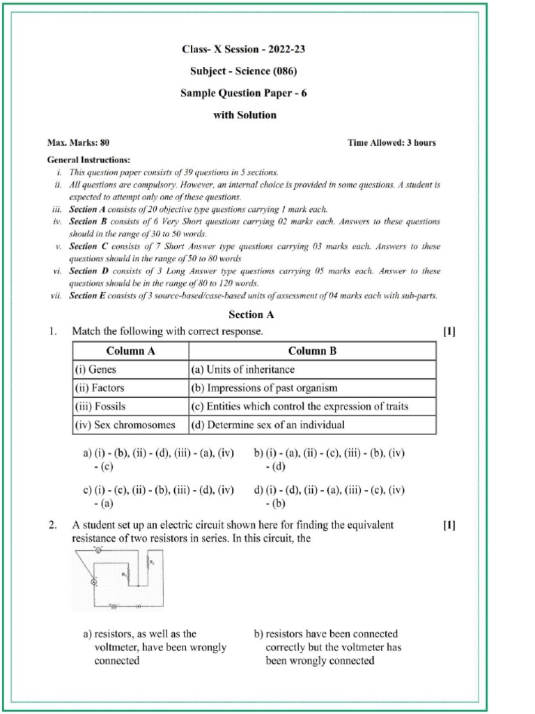 Sample Paper 6 | PDF