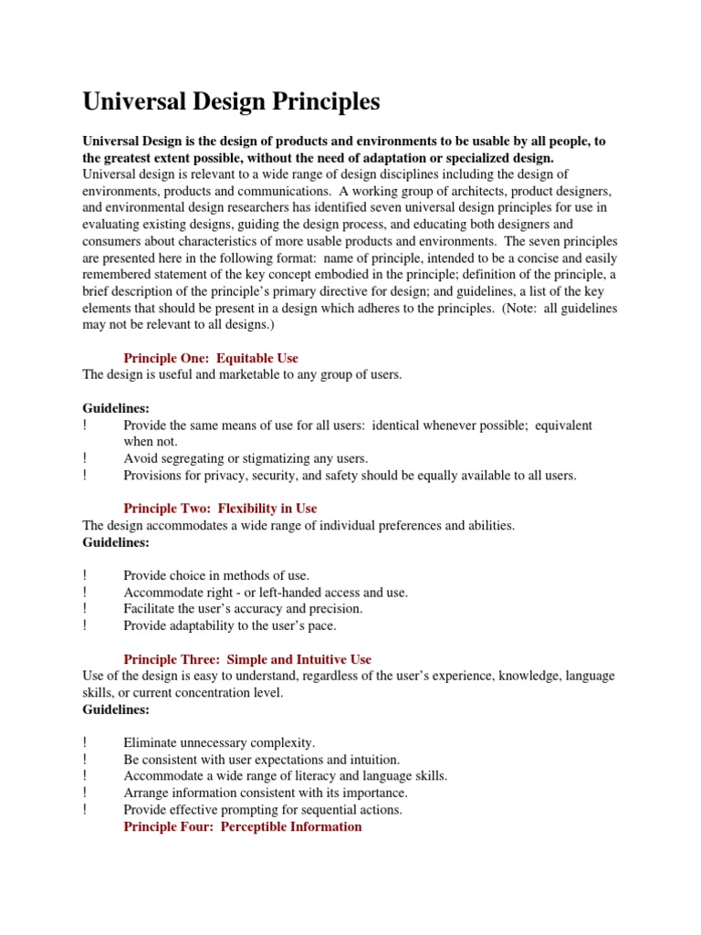 Universal Design Principles | PDF | Design | Cognition