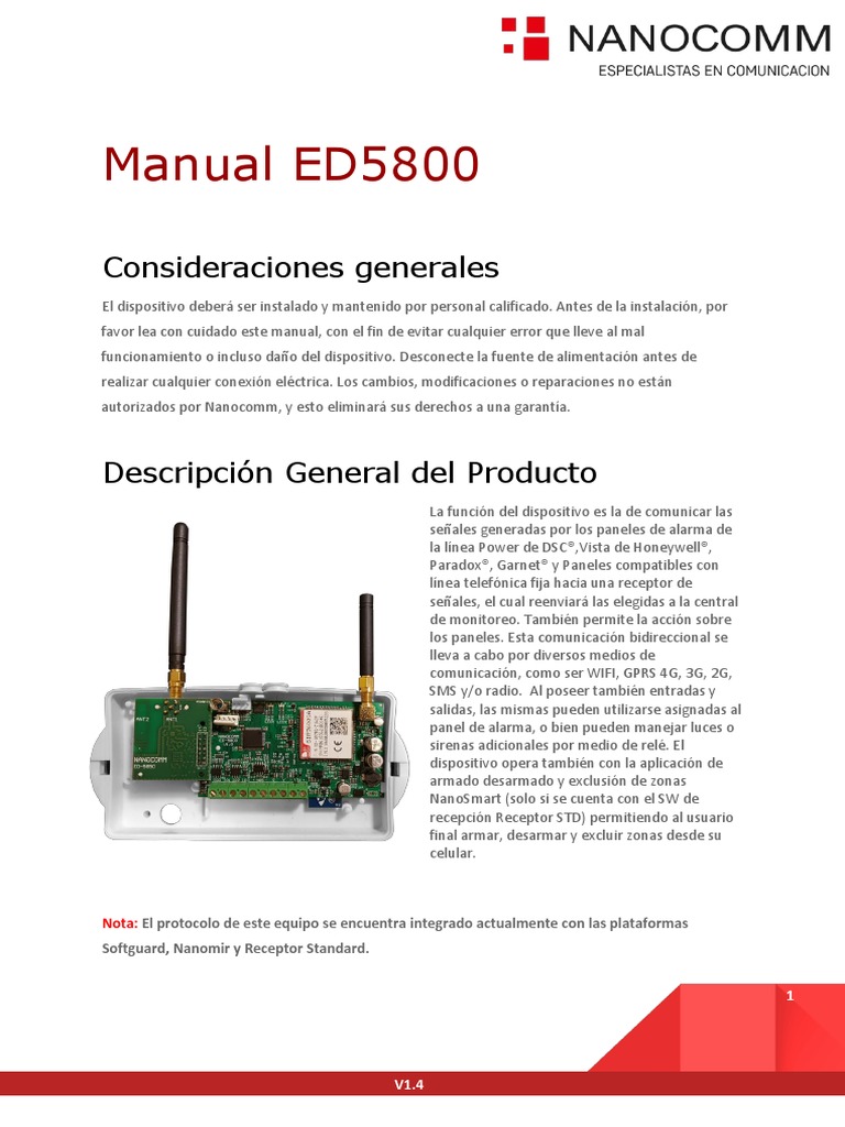 Manual General ED5800 v1.4 | PDF | 3 G | paquete general de Radio sevicio