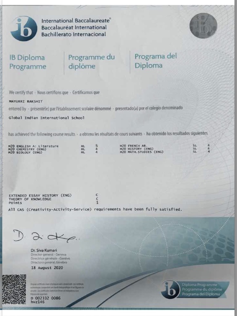 Example of Official IB Result PDF | PDF