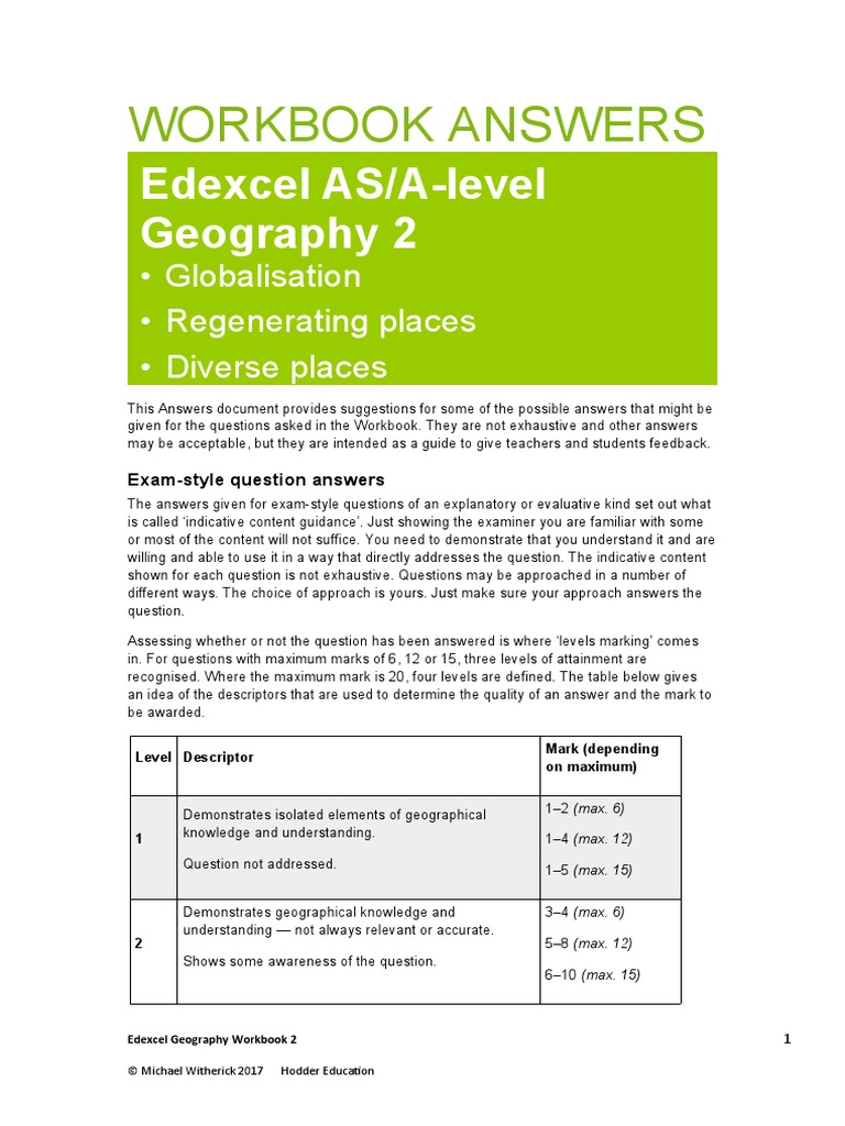 Geography Edexcel Workbook 2 Answers | PDF | Cost Of Living | Globalization