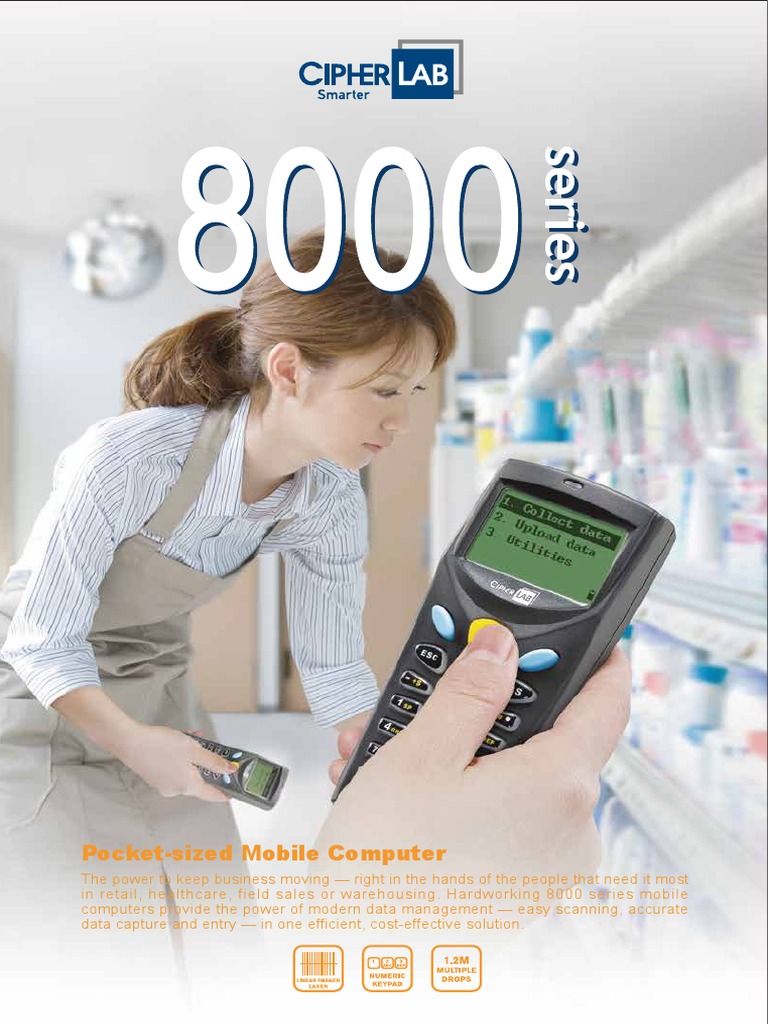 CipherLab 8000 Mobile Computer EN Brochure | PDF | Rechargeable Battery | Lithium Ion Battery