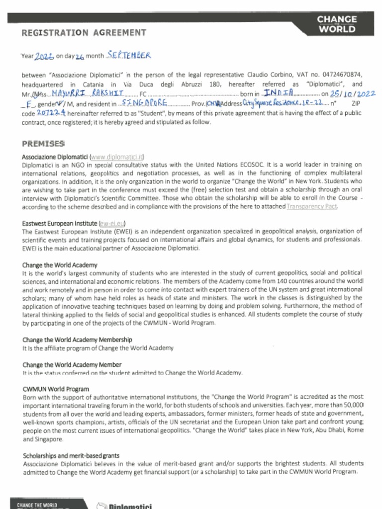 CWMUN Emirates Application Form | PDF