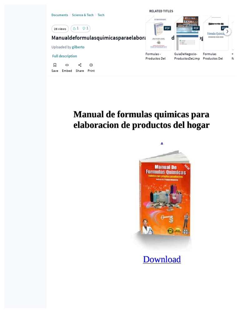Manual de Formulas Quimicas para Manual de Formulas Quimicas para Elaboracion de Productos Del ...