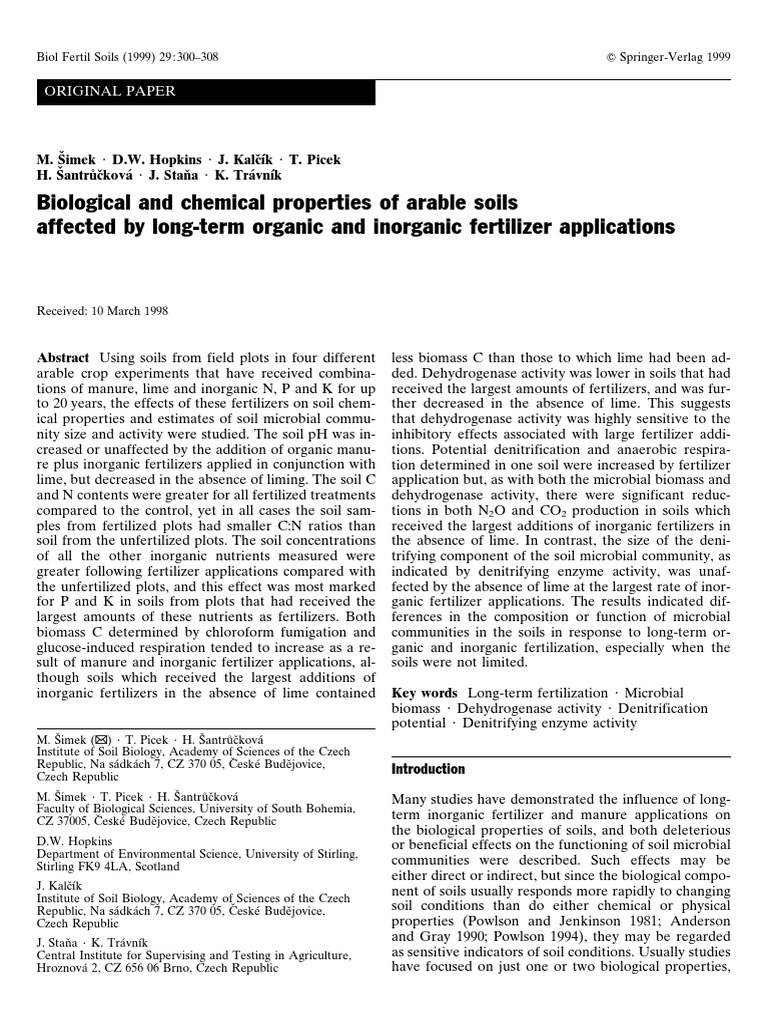 Inorganic Fertilizers and Organic Fertilizers On Soil Properties | PDF | Soil | Fertilizer