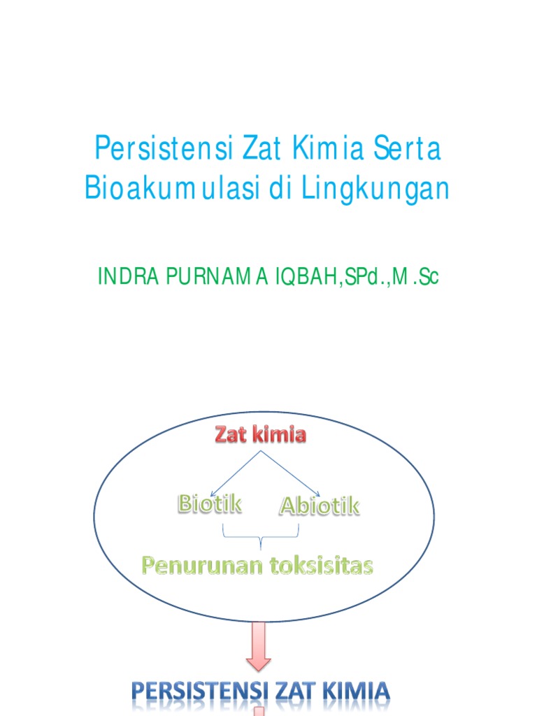 Persistensi Zat Kimia Serta Bioakumulasi Di Lingkungan: Indra Purnama ...