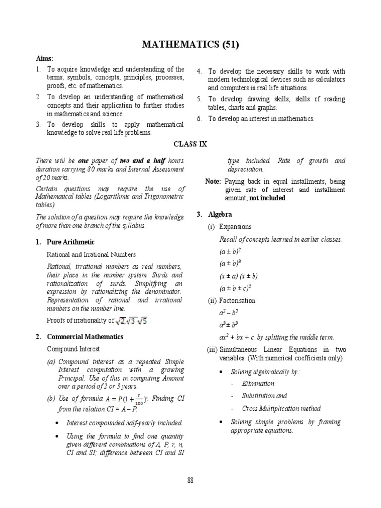 Class IX Mathematics Curriculum Overview | PDF | Trigonometric ...