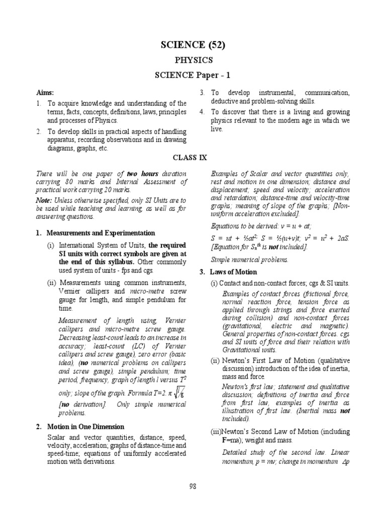 Physics SCIENCE Paper - 1 | PDF | Buoyancy | Force