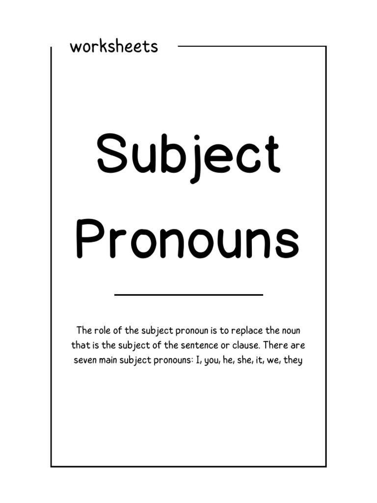 Subject Pronouns Worksheets | PDF