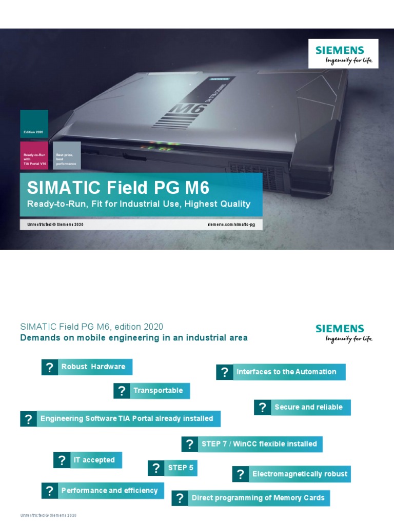Simatic Field PG M6: Ready-to-Run, Fit For Industrial Use, Highest ...