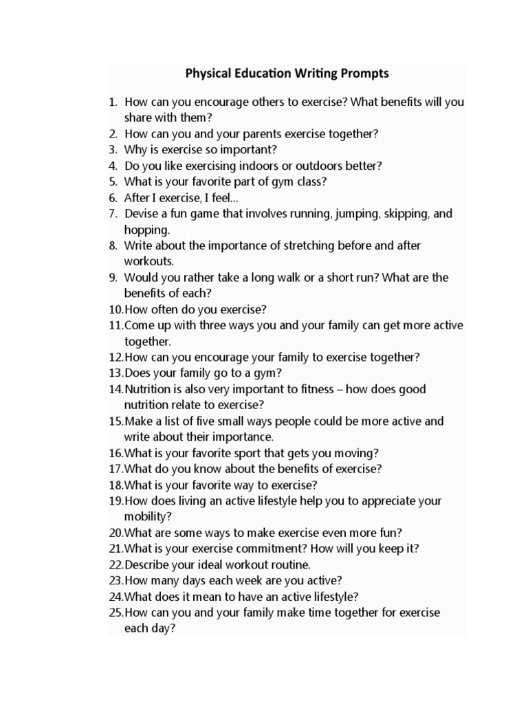 PE Writing Prompt | PDF | Health Education | Hobbies