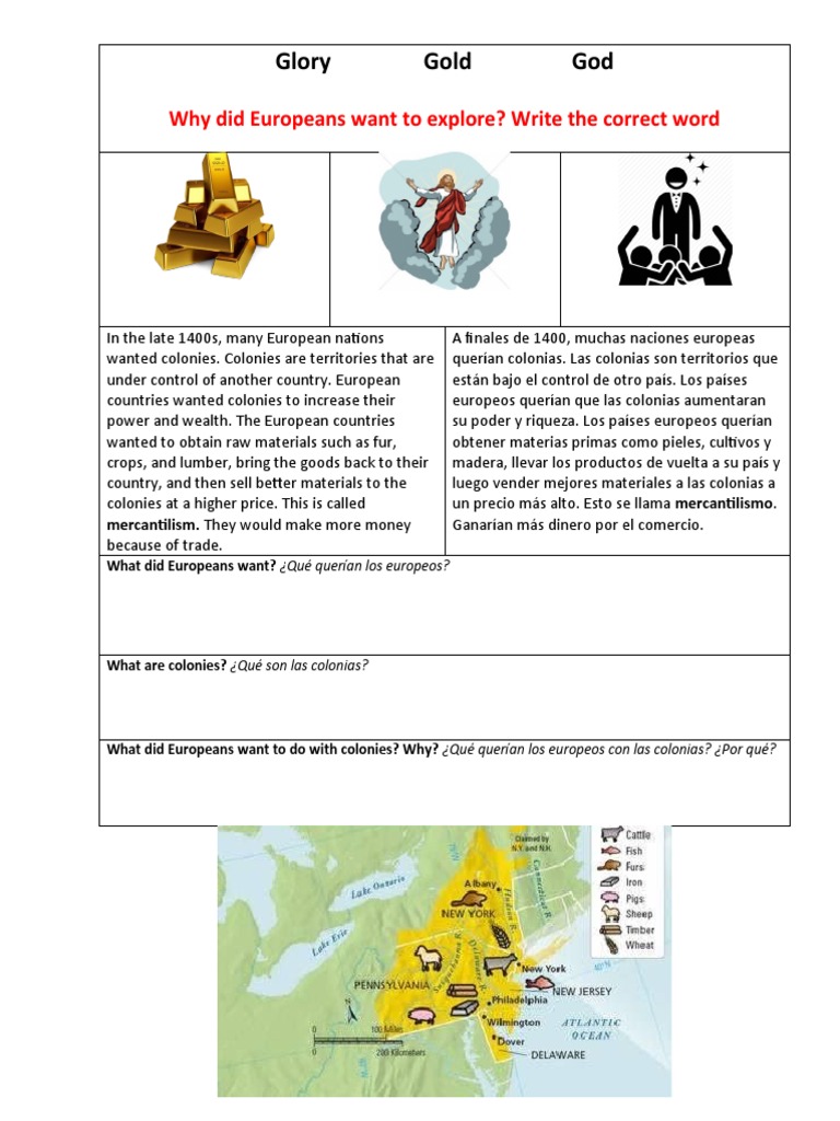 Glory Gold God: Why Did Europeans Want To Explore? Write The Correct ...