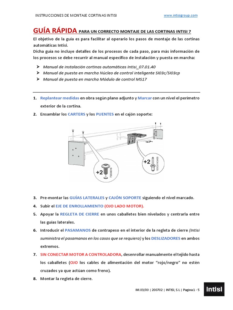 Guía Rápida: para Un Correcto Montaje de Las Cortinas Intisi 7 | PDF