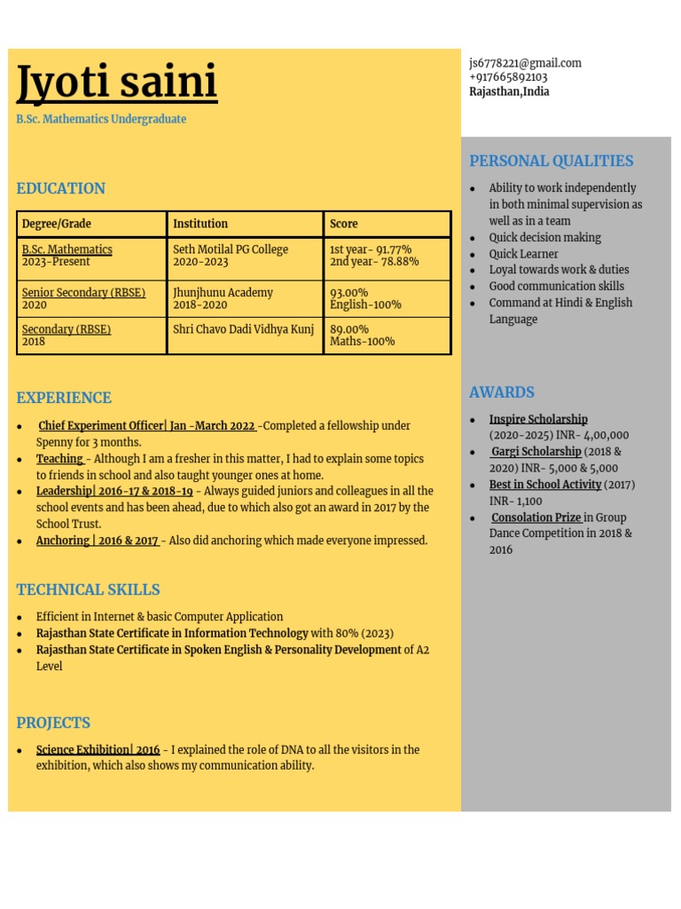 Jyoti Resume | PDF | Cognition