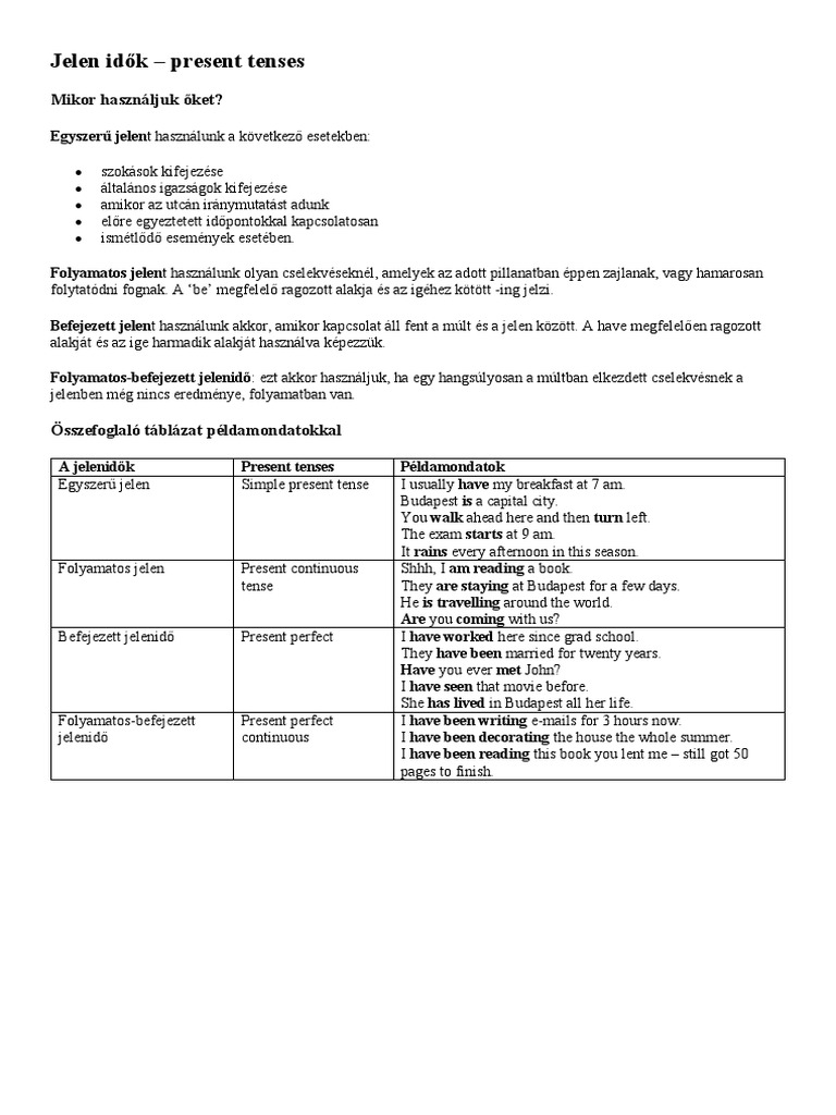 Angol Igeidők | PDF