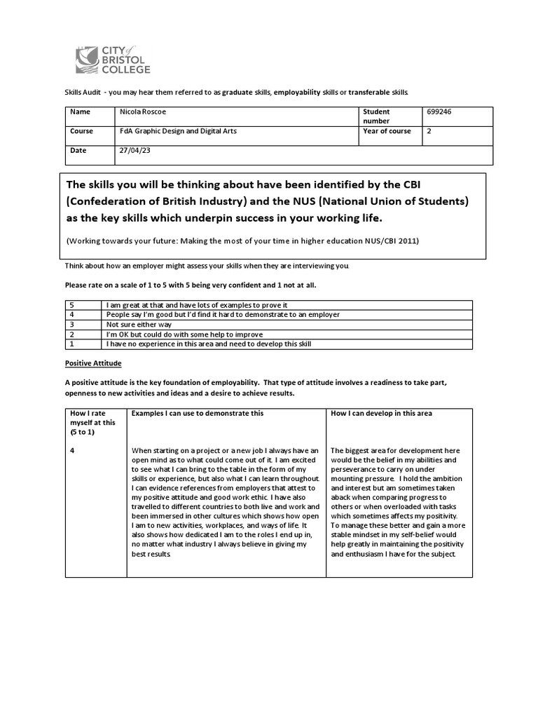 Graduate Skills Self-Assessment | PDF | Mathematics | Communication