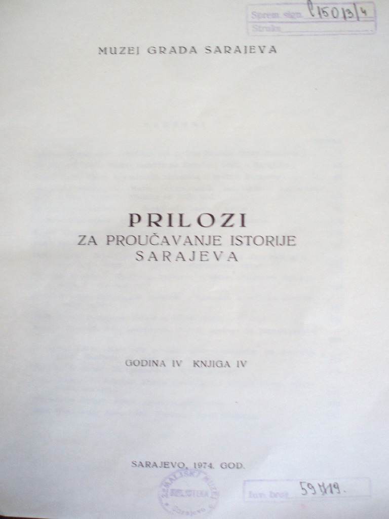 Prilozi Za Istoriju Sarajeva, 1974. | PDF