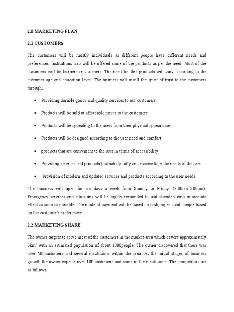 A Comprehensive Marketing Plan Outlining Target Customers, Competition Analysis, Promotional ...