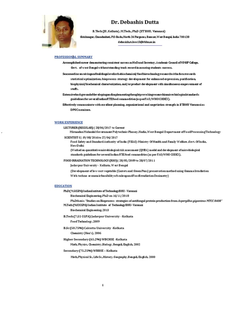 Dr. Debashis Dutta: Profession Al Summary | PDF