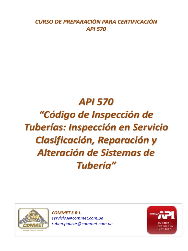 Curso API-570: Certificación en Inspección | PDF | Negocios | Finanzas y dinero