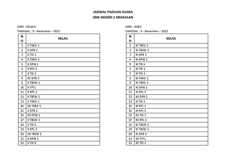 Jadwal Paduan Suara | PDF Jadwal Paduan Suara | PDF