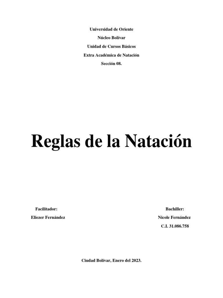Reglas de la natación: Estilos y normas básicas para competir | PDF ...