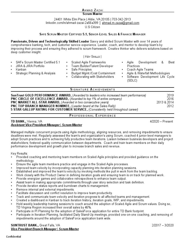 Ahmad Zazai Scrum Master Resume | PDF | Agile Software Development ...