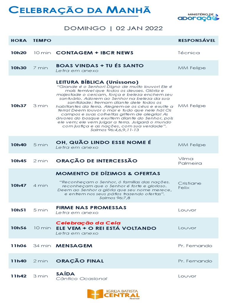 Ordem de Culto 2 | PDF | Jesus | Santo