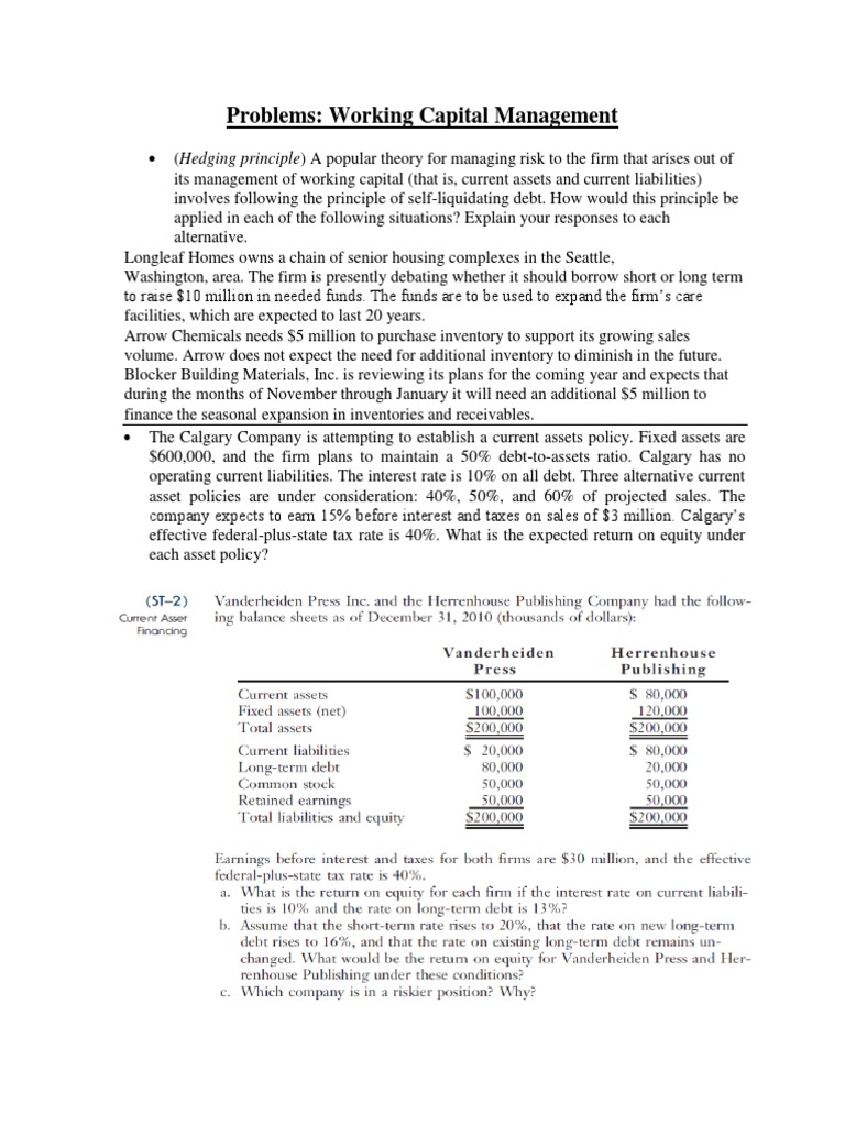 WCM Problems | PDF | Interest | Debt
