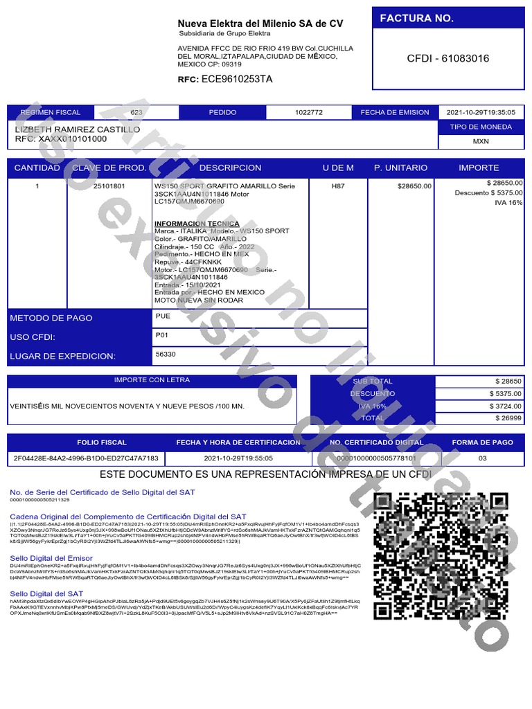 Factura Elektra | PDF