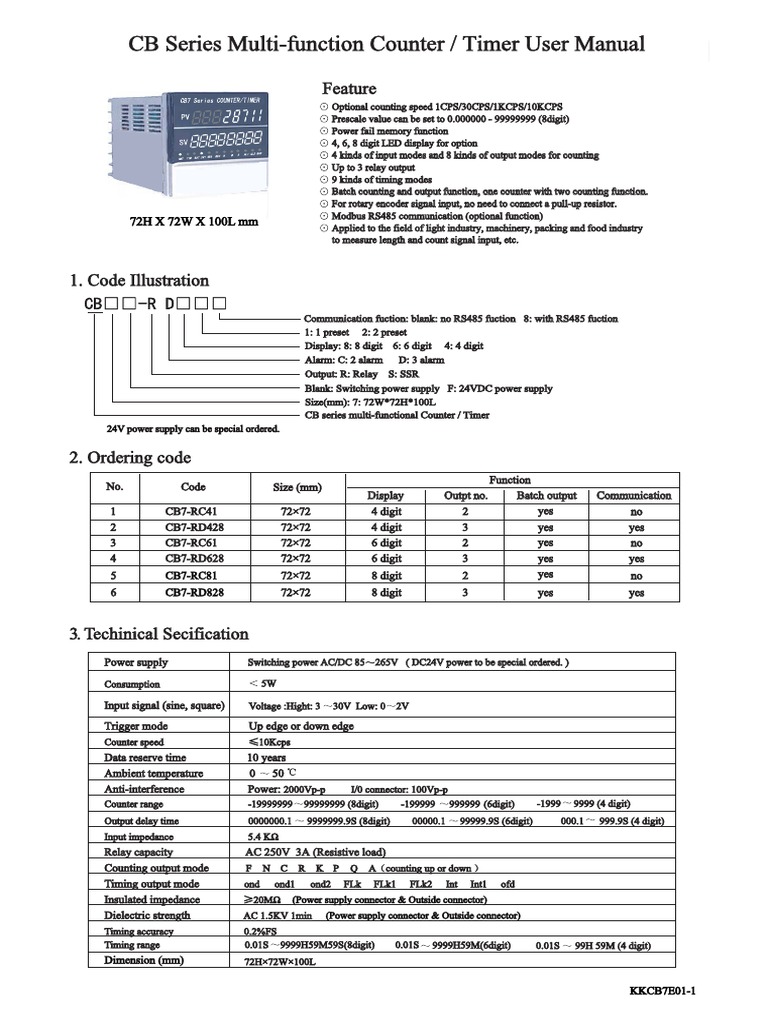 CB7 Series Digital Counter Meter | PDF