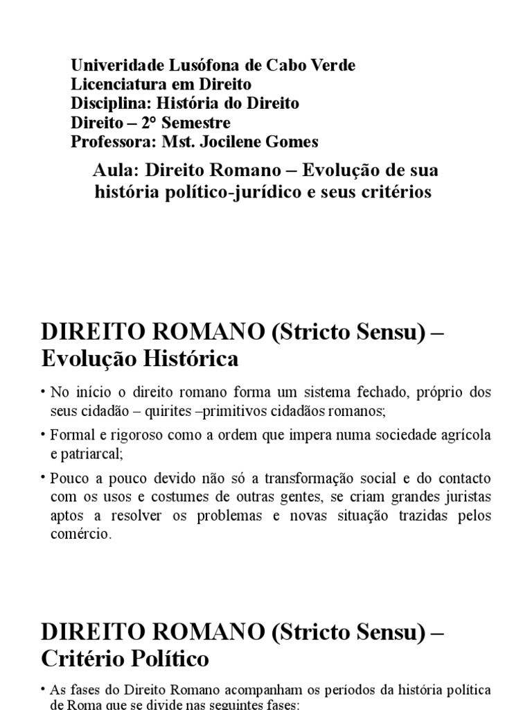 Evolução do Direito Romano | PDF | Lei Romana | Império Romano