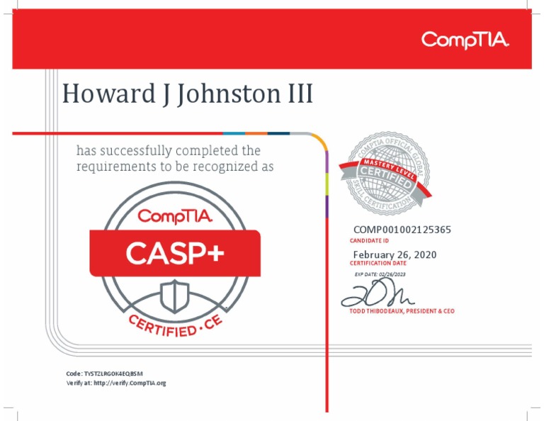 CompTIA Advanced Security Practitioner Ce (CASP+) Certificate Howard | PDF