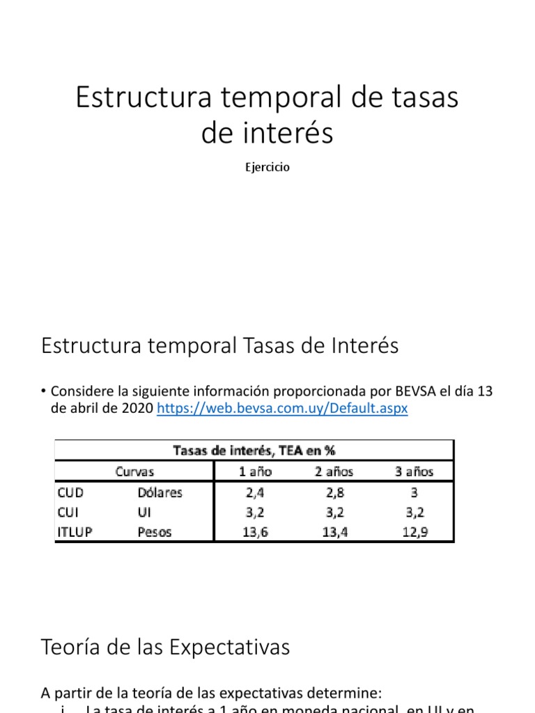 Ejercicio Estructura Temporal de Tasas de Interes | PDF | Inflación | Dinero