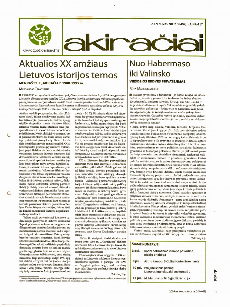 Aktualios XX Amžiaus Lietuvos Istorijos Temos: Nuo Habermaso Iki ...