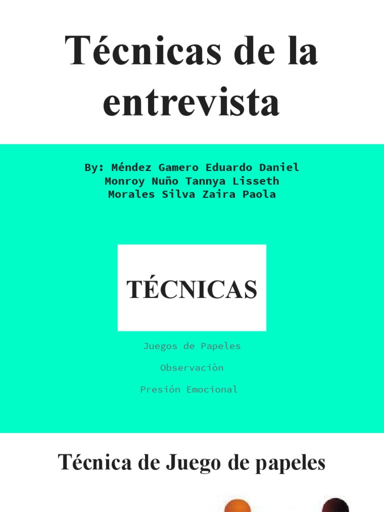 Técnicas de La Entrevista | PDF | Las emociones | Conceptos psicologicos