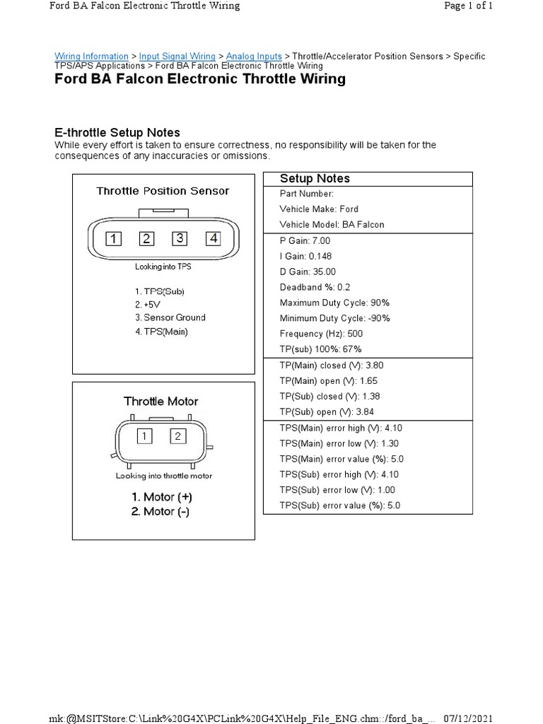 BA Falcon Electronic Throttle Wiring | PDF