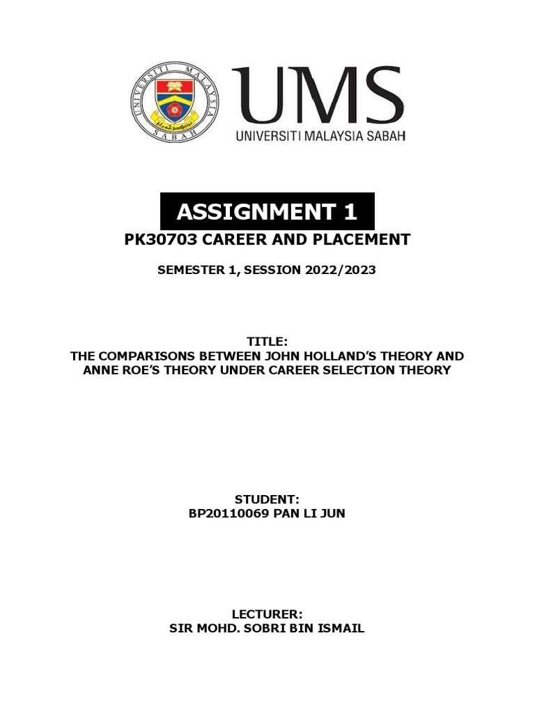 Assignment 1: Pk30703 Career and Placement | PDF | Personality ...