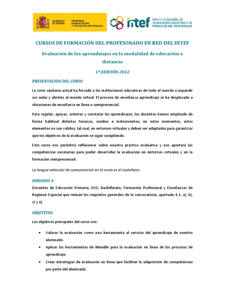 09 Ficha Intef Evaluaci N Aprendizajes Distancia | PDF | Evaluación ...