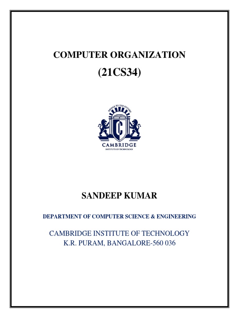 Computer Organization: Sandeep Kumar | PDF | Central Processing Unit ...