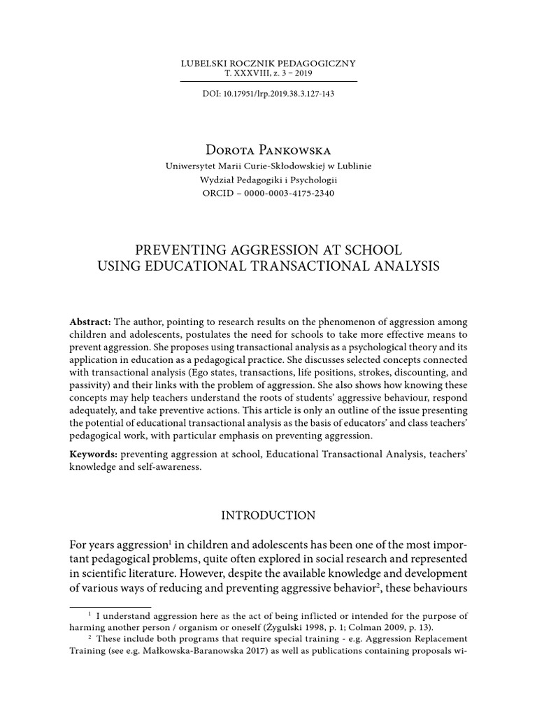 Preventing Aggression at School | PDF | Aggression | Thought