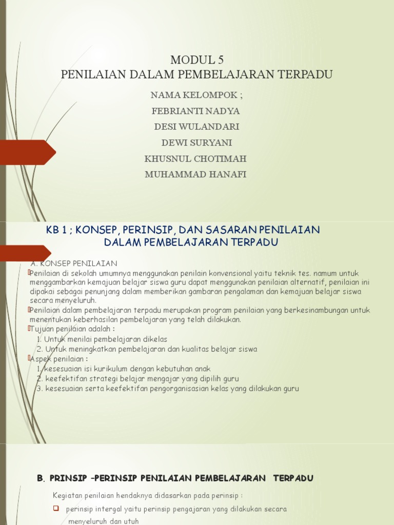 Pembelajaran Terpadu Modul 5 Kel.5 | PDF