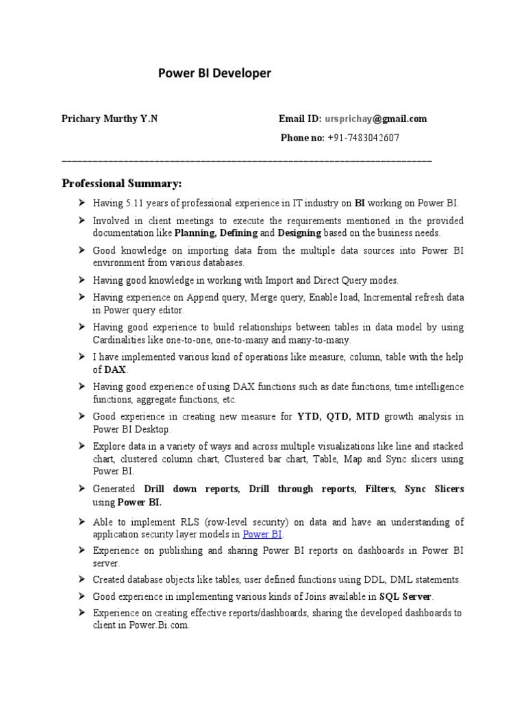 Prichay 5+ Power BI Resume | Download Free PDF | Microsoft Sql Server ... Prichay 5+ Power BI Resume | Download Free PDF | Microsoft Sql Server ...