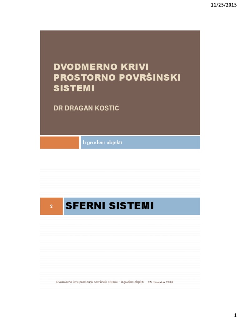 Dvodmerno Krivi Prostorno Površinski Sistemi | PDF