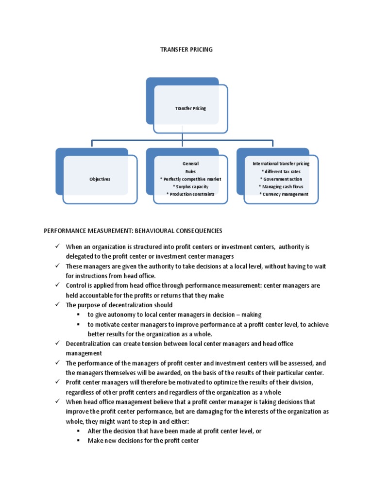 Transfer Pricing and Performance Measurement | PDF | Profit (Economics ...