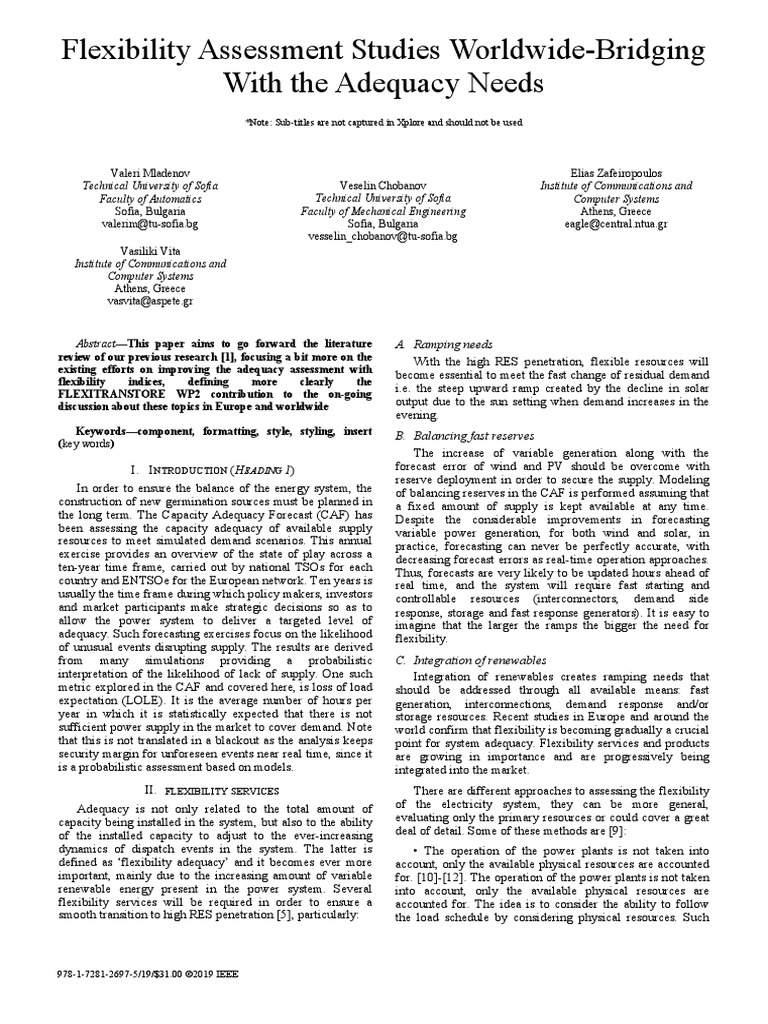 Flexibility Assessment Studies Worldwide-Bridging With The Adequacy ...